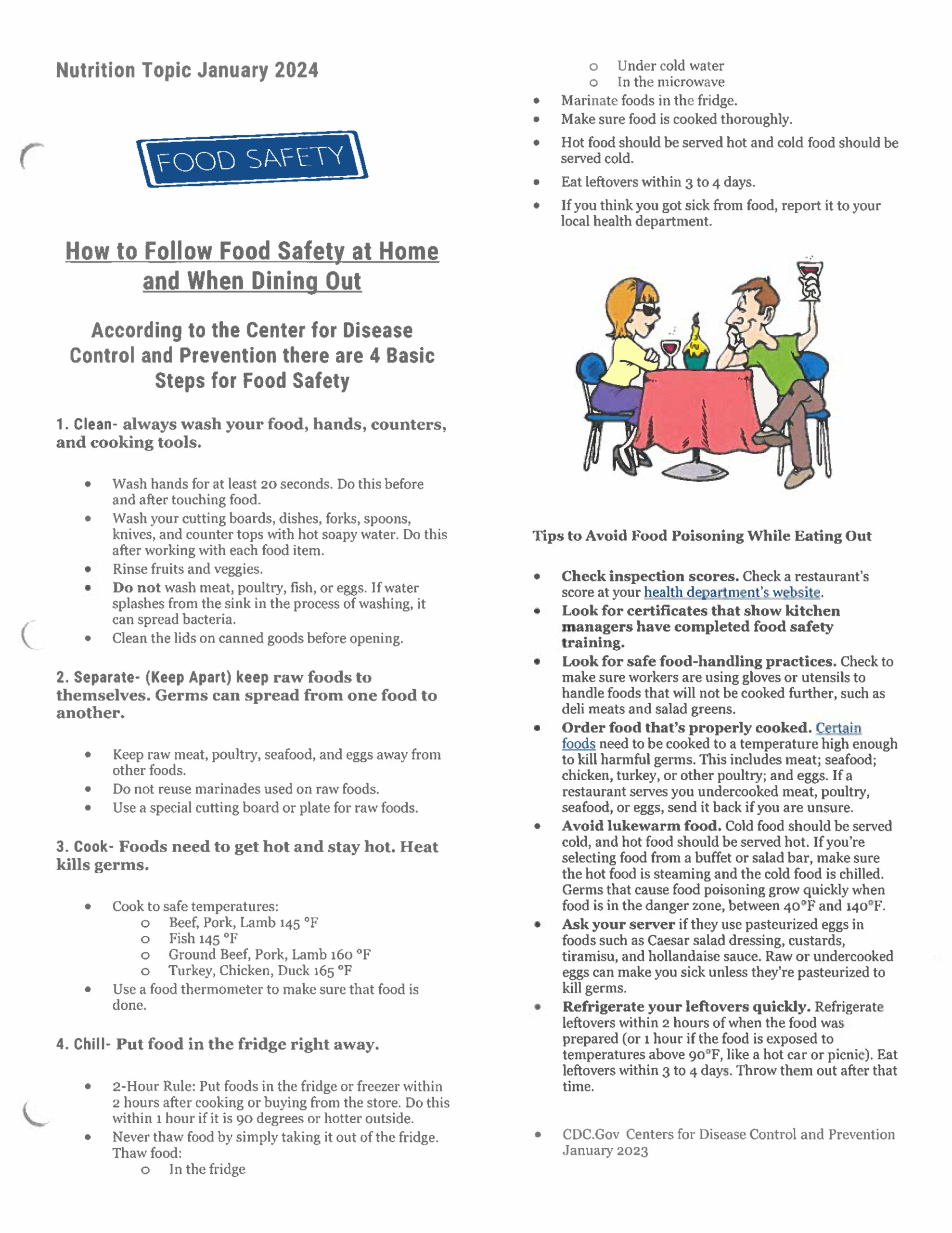 How to Follow Food Safety at Home and When Dining Out | Clare County ...